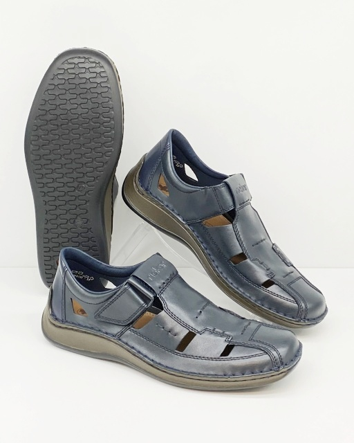 Letnie szerokie półbuty Rieker 05291-14 granatowe, tęgość J-K - obuwie ...